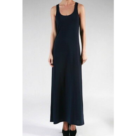 Active USA | Dresses | New Plus Maxi Full Length Basic Tank Dress Navy ...